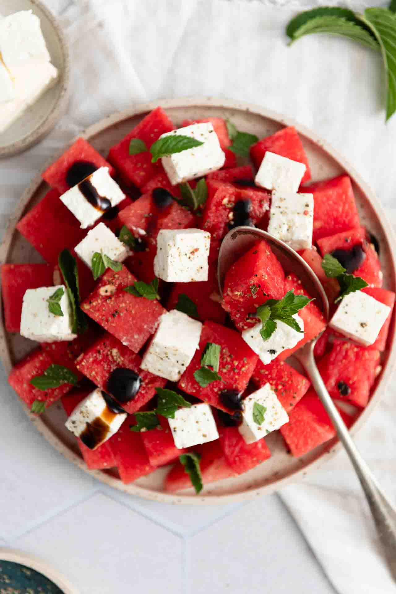 Wassermelonen Feta Salat Balsamico